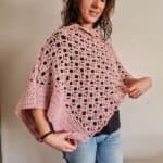 Easy Crochet Rectangle Poncho Pattern for Women - Sweet Pink - Sandra ...