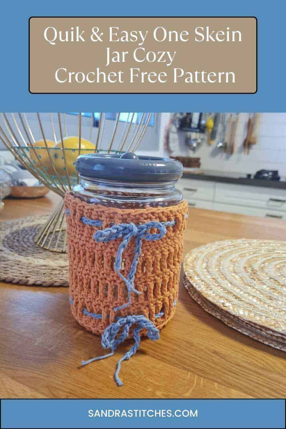 One Skein Crochet Jar Cozy - Sandra Stitches