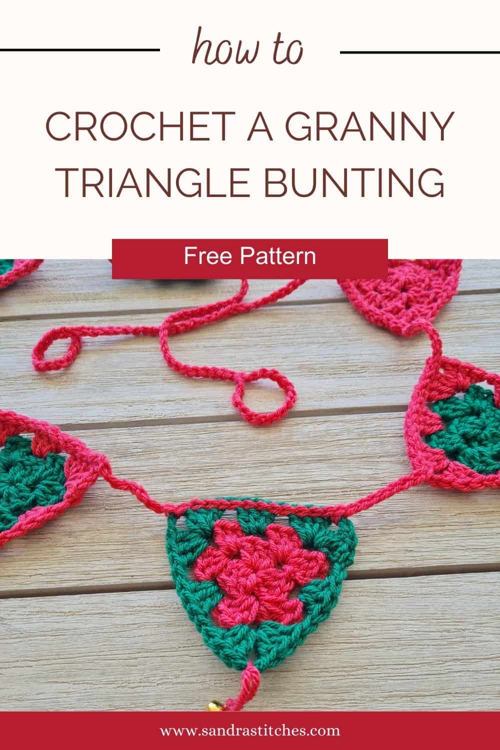Crochet Granny Triangle Bunting - Christmas Edition - Sandra Stitches