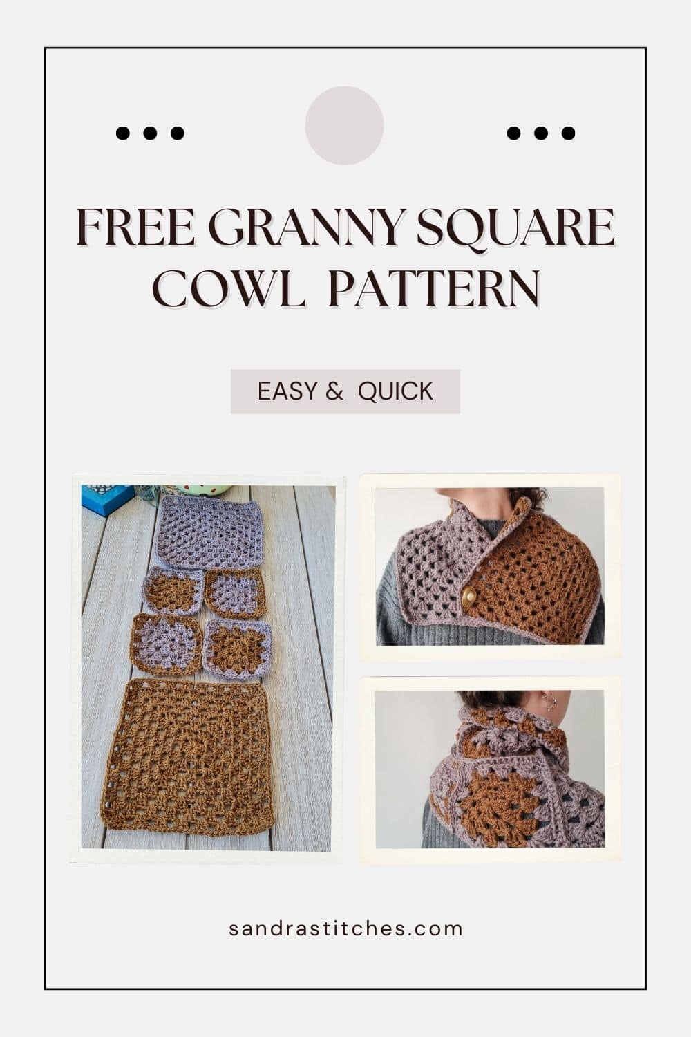 Granny Square Cowl Crochet Pattern - Sandra Stitches
