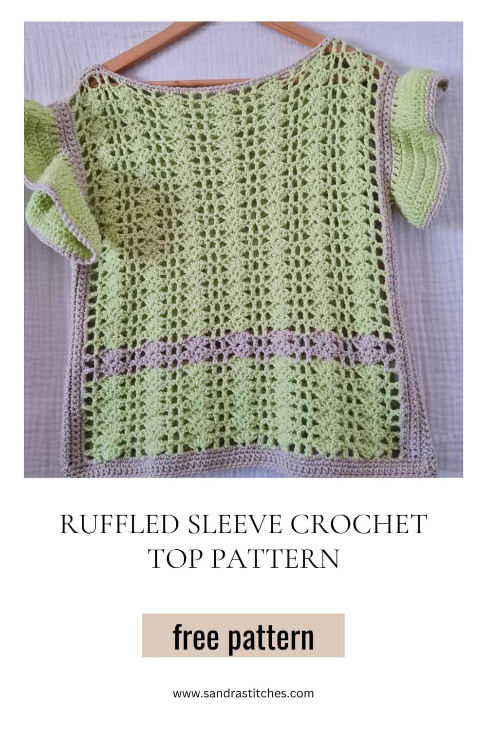Ruffle Sleeve Crochet Top Pattern - Sandra Stitches