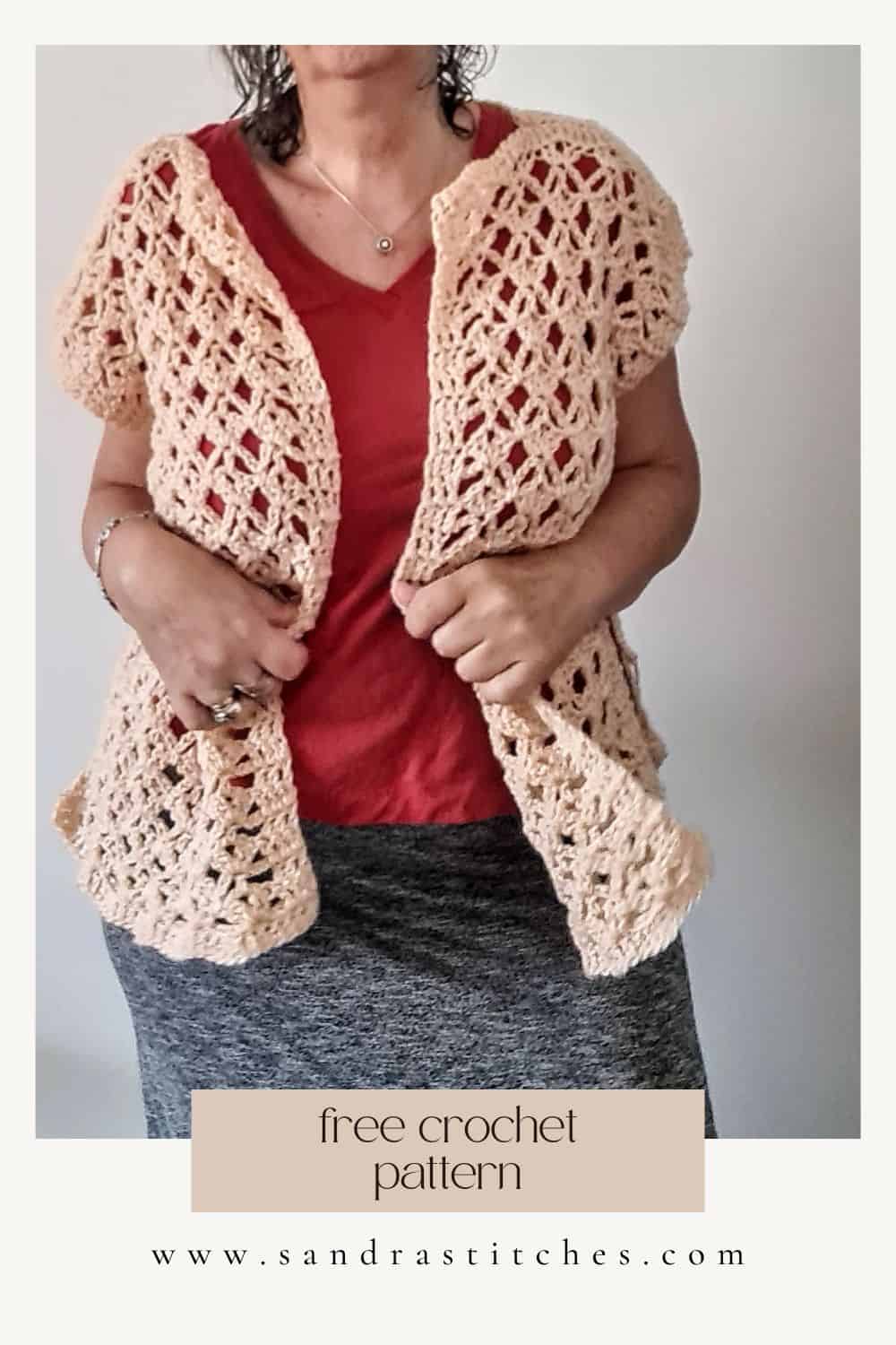 Simple Open Vest Crochet Pattern - Gardenia - Sandra Stitches