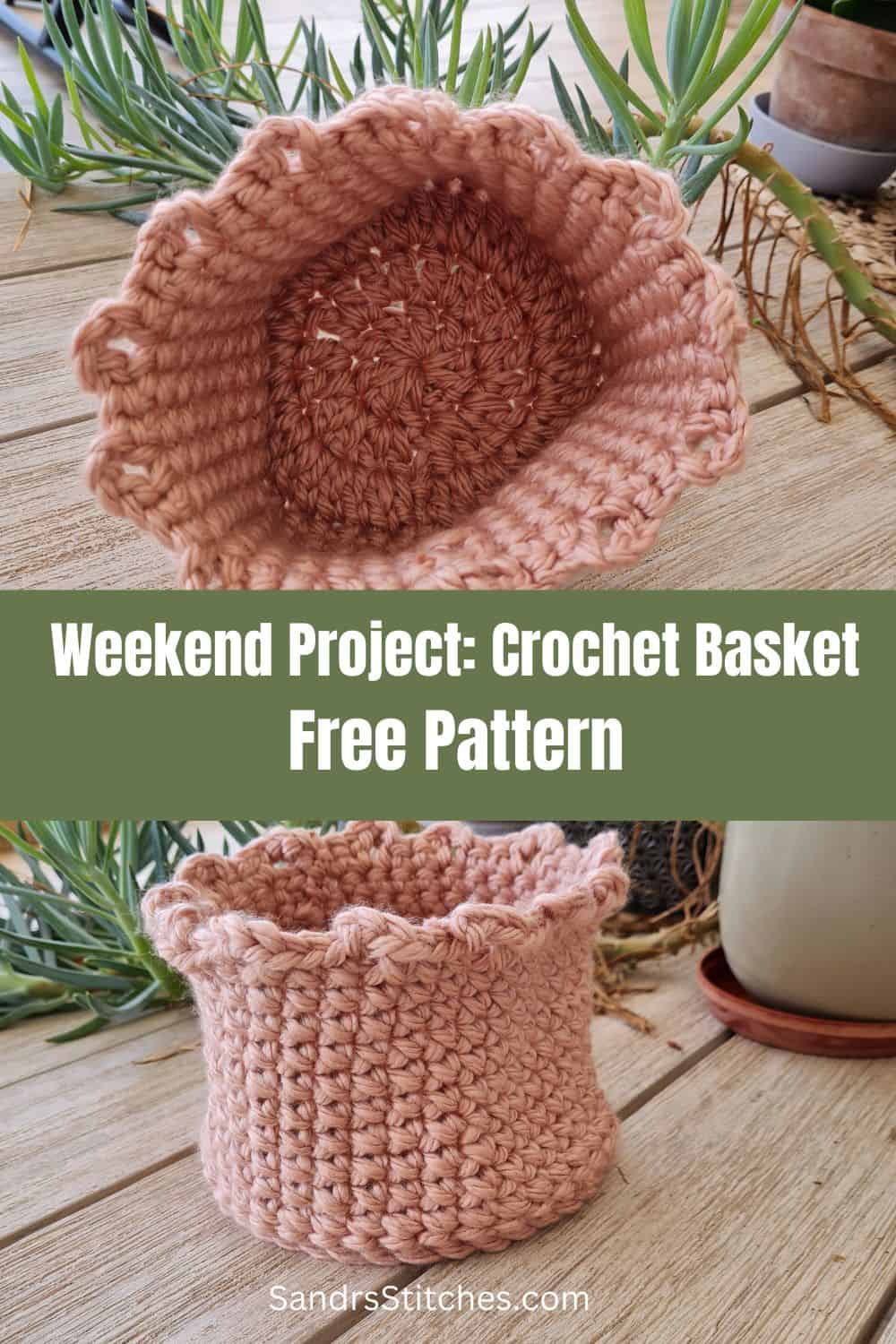 Bulky Yarn Crochet Basket Pattern - Rosy - Sandra Stitches