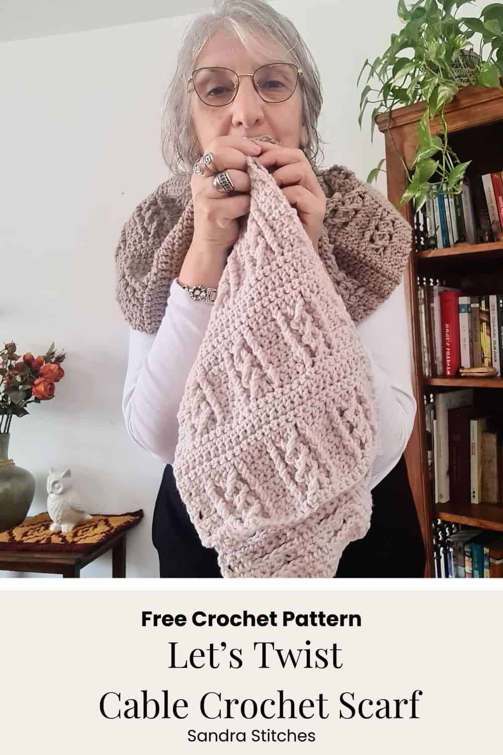 Crochet Cable Scarf Pattern - Let's Twist - Sandra Stitches