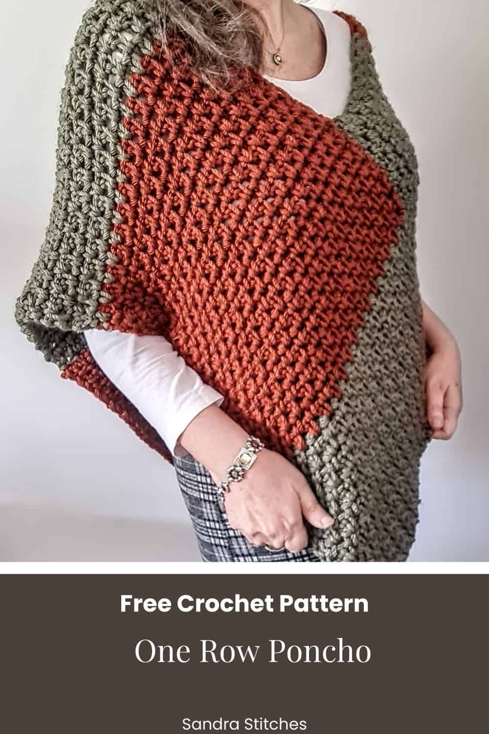 Super Chunky Crochet Poncho Pattern - Maroon - Sandra Stitches