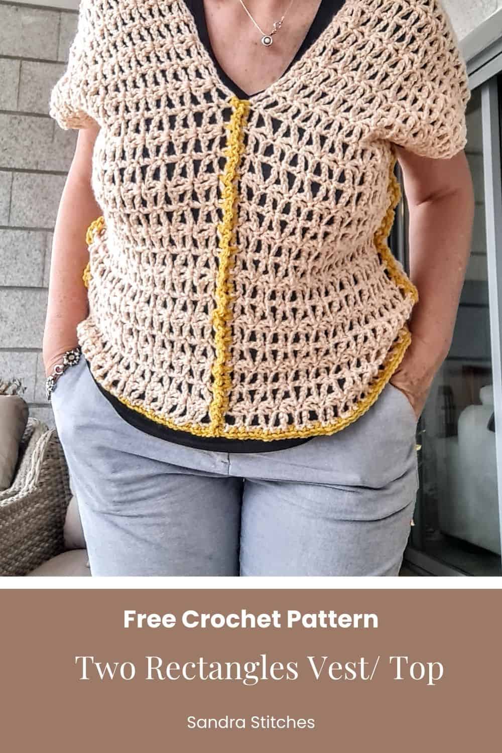 Lacy Crochet Vest pattern - Apricot - Sandra Stitches
