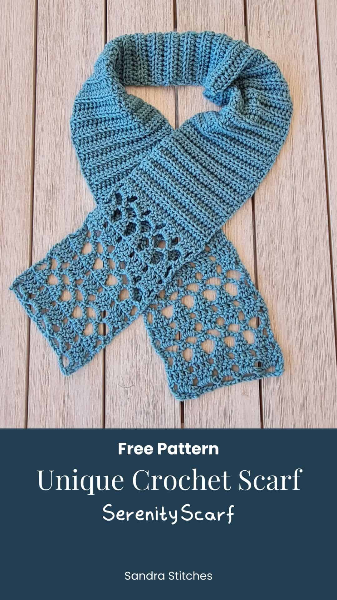Ribbed Lace Crochet Scarf Pattern - Serenity Scarf - Sandra Stitches