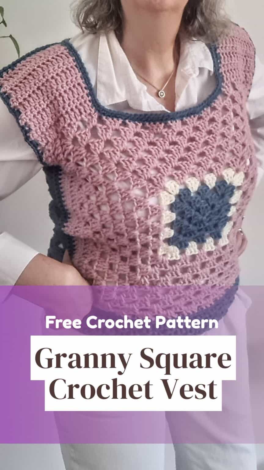 Granny Square Crochet Vest Pattern - Monday - Sandra Stitches