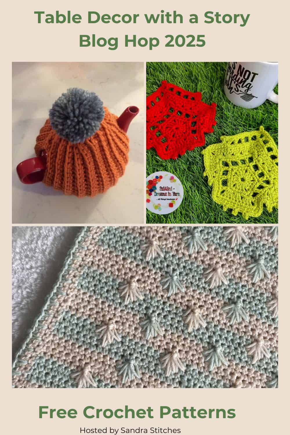 15 Free Crochet Table Decor Patterns with a Story Blog Hop - Sandra ...
