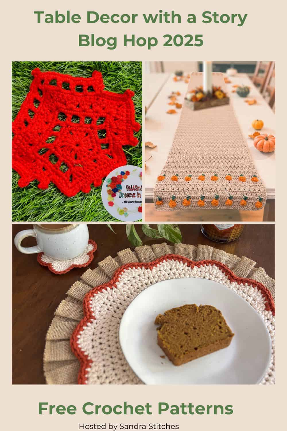 15 Free Crochet Table Decor Patterns with a Story Blog Hop - Sandra ...